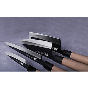 WILDMOK Knife Set of 4 GYUTO Sushi Chef Knives-Yanagiba-Deba-Nakiri-Utility Kitchen Knife, Fish Slicing Filleting Knife Sets with German Steel Blade & Traditional Wooden Handle