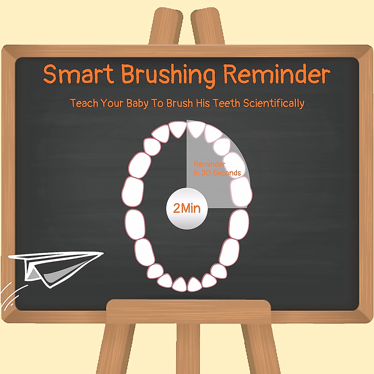 Kids Electric Toothbrush with Octopus Design for Children Aged from 3 to 12 Years Old, 2 Modes with Memory & 20000 to 31000 SPM, IPX7 Waterproof, Fun & Easy Cleaning Design (Orange)