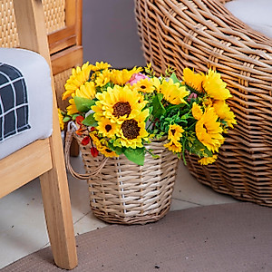 JLKIMZVO Wicker Waste Basket, Bathroom Trash Can with Handle, Wicker Garbage Can for Bathroom, Living room, Bedroom, office