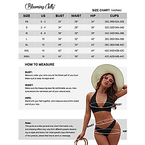 Blooming Jelly Womens High Cut Bikini Sets Sexy Cheeky Two Piece Swimsuit Slimming Halter Flattering Ladies Cute Bathing Suit (Medium, Black)