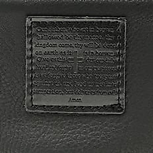 Steeltime Unisex Super Soft Leather Catholic Crossbody Bag with Lords Prayer Patch and Carrying Strap | Crossbody Purses for Women, Men