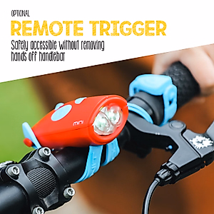 Hornit Mini, Bike & Scooter Horn and Safety Light for Children and Kids, 25 Sound Effects, 6 Light Modes: White Safety Light and Funky Green Light, Black/Black