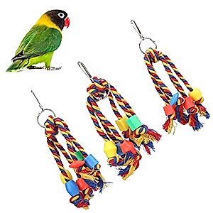 Pssopp Bird Chewing Toy Colorful Cotton Rope Bird Chew Toy Bird Beak Care Tool for Budgie Parakeet Cockatiel Conure Lovebird