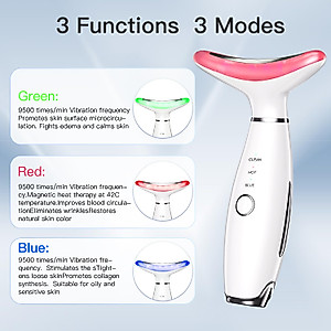 3-in-1 Beauty Massager for Face and Neck, Based on Triple Action LED, Thermal, and Vibration Technologies for Skin Care,Improve,Firm,Tightening and Smooth