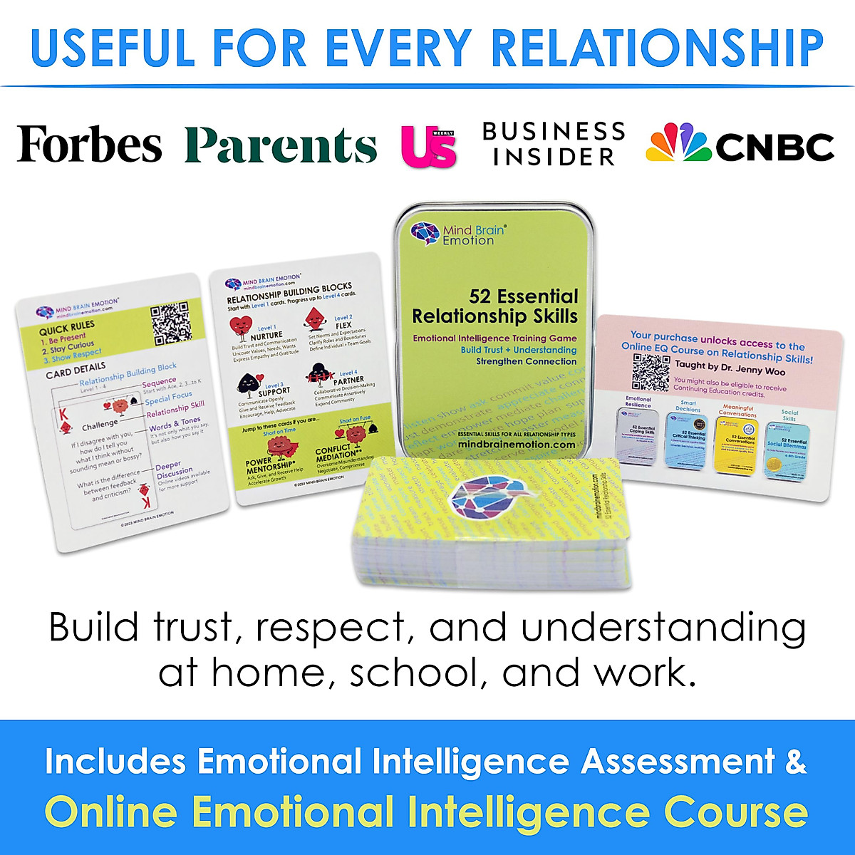 52 Essential Emotional Intelligence Training - Relationship Skills Card Game for Empathy, Trust Building Activities, Conversation Starters, Team Icebreaker Tools - by Harvard Researcher