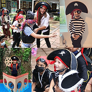 M&G House Halloween Adult and Kid's Party Pirate Hats Caribbean Pirate Hat Cap - 2 Pieces Black