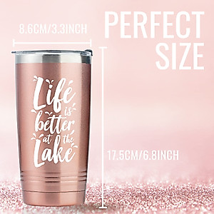 Onebttl Lake Themed Tumbler, 20oz Insulated, Rose Gold