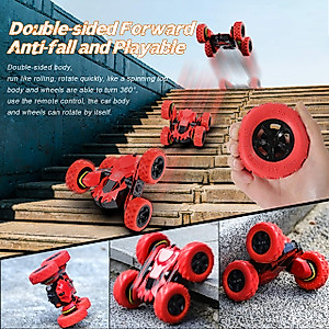 Fixget Remote Control Car RC Car, 4WD 2.4 GHz Remote Control Stunt Car Toys Double Sided Rotating Vehicles 360°Flips, Kids Outdoor Indoor Toys Birthday Gift for Boys Girls (Included Battery)