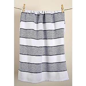 Country Maison Stripe Kitchen Towels | Pack of 6 | 18 x 28 Inches | Highly Absorbent |100% Cotton Dish Towels | Tea Towels | Bar Towels | Blue