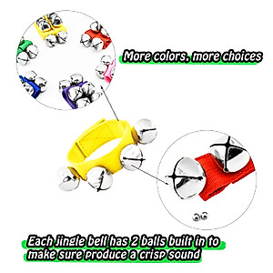 MUSICUBE Band Wrist Bells 12 Pairs 24 Pcs Kids Musical Rhythm Instrument Hand Percussion Jingle Bells Ankles Bells