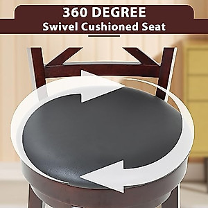 MKDLUFEI Set of 2 Counter Height Bar Stools, 43.9'' Heavy Duty Bar Stool with Armless Lower Back, Swivel Bar Stool with 360 Degree Rotation, Bar Stool with PU Leather for Dining Room and Living Room