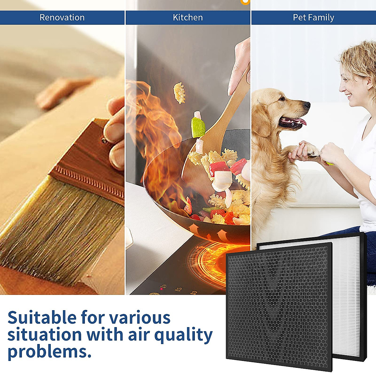 CFKREYA EJ120 Replacement HEPA Filter, Compatible with EJ Air Purifier, Include H13 Grade HEPA and Carbon Filter