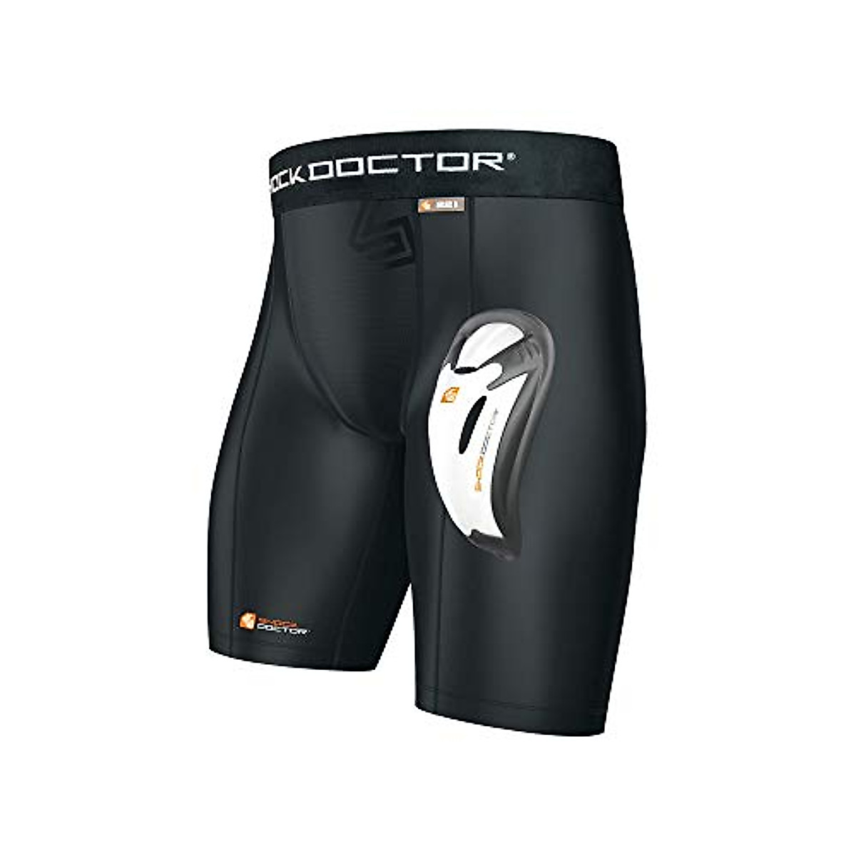 Shock Doctor Compression Shorts with Protective Bio-Flex Cup, Moisture Wicking Vented Protection, Youth & Adult Sizes Black