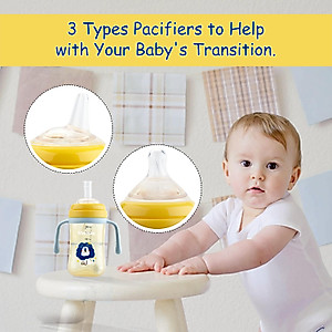 Sippy Cup for Baby Months 6+, Non Spill Cup for Toddlers, Baby Straw Cup with Handles, Spill-Proof, Leak-Proof Soft Spout Cup 240ml/8oz, with 3 Types Silicone Spouts, BPA Free (Blue)