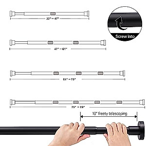 BRIOFOX Shower Curtain Rod Adjustable 75-89 Inch, Spring Tension Shower Rod No Drilling Non Slip, Matte Black