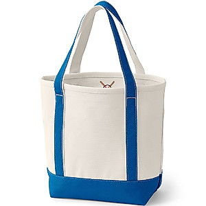 Lands' End Natural Open Top Canvas Tote Natural/beacon Blue No SzMedium