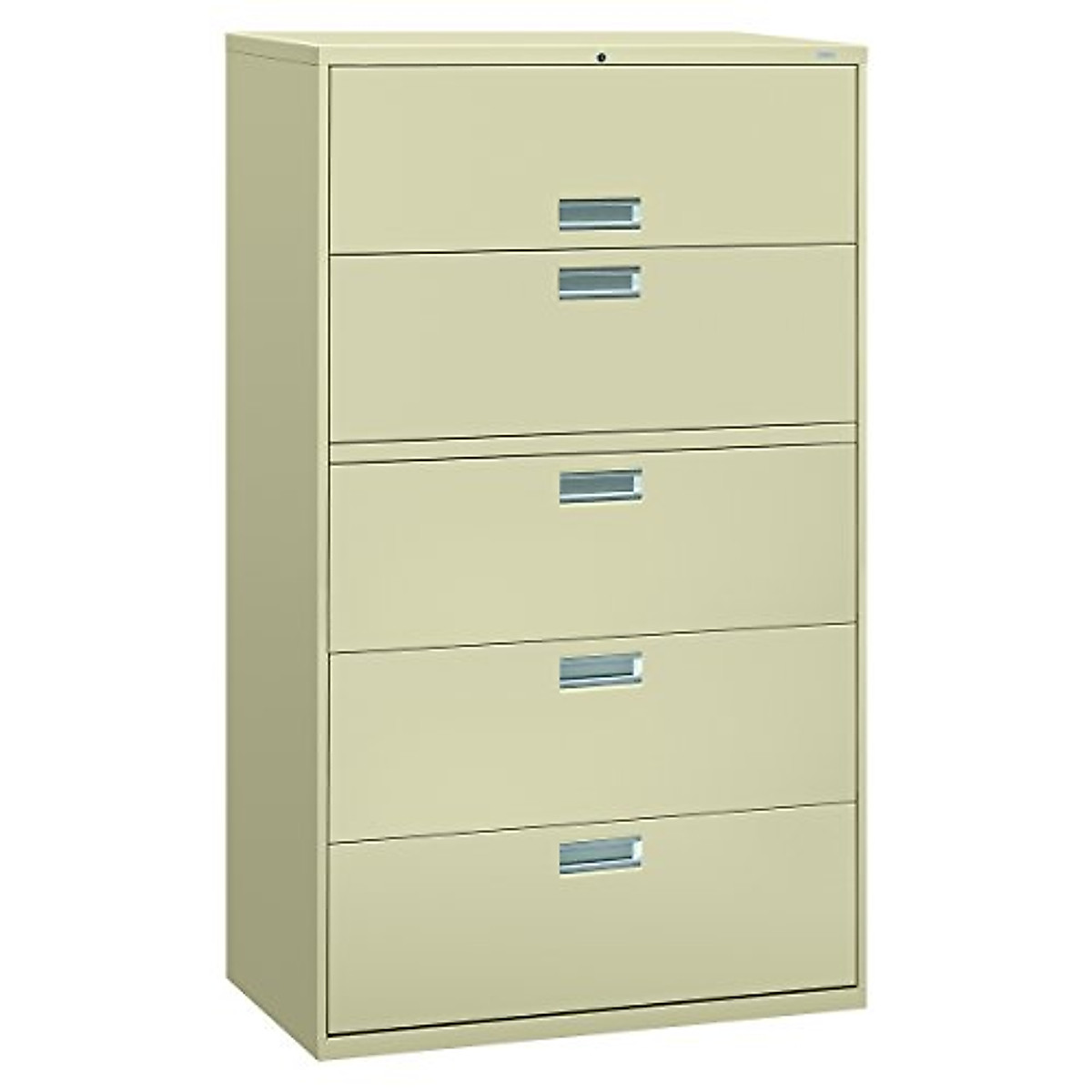 HON 5-Drawer Filing Cabinet - 600 Series Lateral or Legal Filing Cabinet, 42w by 19-1/4d, 5-Drawer, Putty (H695)