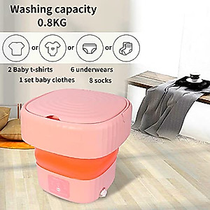 Portable Washing Machine,Mini Foldable Washer and Spin Dryer, Small Washer for Baby Clothes, Underwear or Small Items, Apartment, Dorm, Camping, RV Travel laundry,Lightweight and Easy to Carry (Pink)