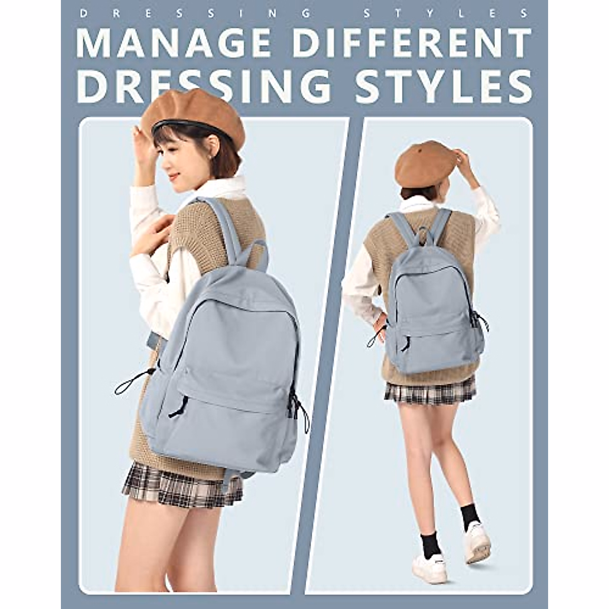 Backpacks For School Backpack For College Bookbag For Women School Bag Book Bags Waterproof Gym Backpack For Women Men Simple Aesthetic Backpack Blue