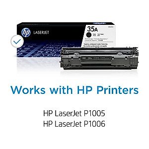 Original HP 35A Black Toner Cartridge | Works with HP LaserJet P1005, P1006 | CB435A