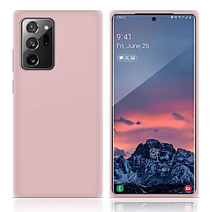 E Segoi Samsung Galaxy Note 20 Ultra Case, Liquid Silicone Gel Rubber Shockproof Case Soft Microfiber Cloth Lining Cushion Compatible with Samsung Note 20 Ultra 6.9inch (Pink Sand)