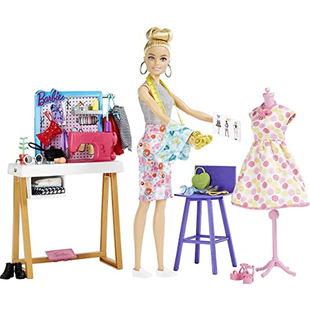 Barbie Fashion Designer Doll & 25+ Accessories, Studio Playset Includes Furniture, Sewing Machine & Mannequin, Blonde Doll