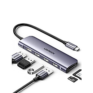 UGREEN Revodok 106 USB C Hub 6 in 1 USB C Dongle 4K HDMI, 3 USB 3.0 Ports, SD/TF Card Reader Compatible with MacBook Pro, MacBook Air, iPad, iPhone 15 Pro/Pro Max. Grey