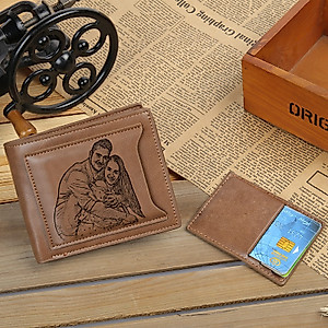 Lovejewelry Personalized Custom Picture Wallets for Men Engraved Leather Photo Wallet for Father Boyfriend (Style 4)