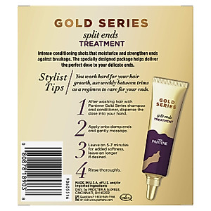 Pantene Gold Series Split Ends Treatment, for Curly and Coily Hair, Infused with Argan Oil, 0.5 Fl Oz x 4 Count
