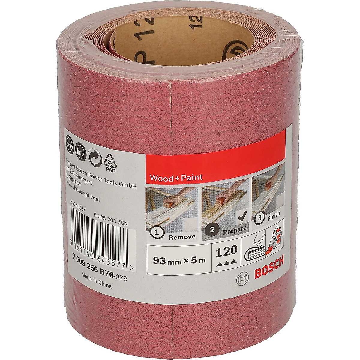 Bosch Sanding roll Red 93 mm x 5 m, Set 2609256B76