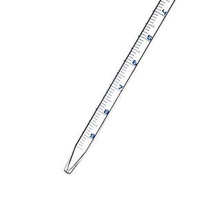 EISCO Serological Pipette, 10ml - Class A, Tolerance ±0.050ml - Blue Graduations - Color Code, Orange - Calibrated for Delivery to Jet - Borosilicate Glass