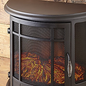 e-Flame USA Regal Freestanding Electric Fireplace Stove - 3-D Log and Fire Effect (Black)