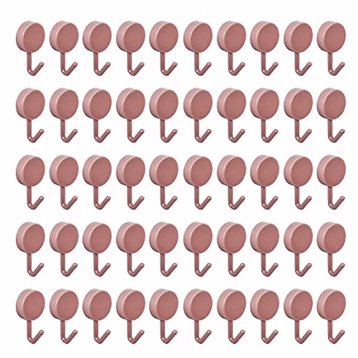 Xiaoyztan 50 Pcs Adhesive Wall Mount Small Hooks Decoative Cute Round Base Plastic Hooks for Keys Earpods Handkerchieves Caps Hats (Dark Pink)