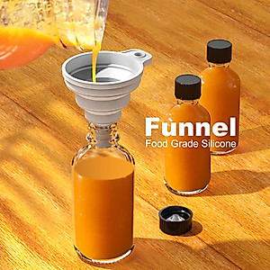 ZHANXUBIO 0.5 oz Clear Glass Bottles, 15ml Boston Round Sample Bottles with Black Poly Cone Caps, Labels, Funnels (15ml 0.5oz, Clear) 12PCS