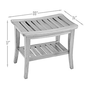 Ala Teak Indoor Outdoor Patio Garden Yard Bath Shower Spa Waterproof Stool Bench Fully Assembled