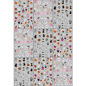 JMEOWIO 9 Sheets Cute Halloween Nail Art Stickers Decals Self-Adhesive Pegatinas Uñas Skull Horror Ghost Witchy Spider Web Bat Pumpkin Spook Nail Supplies Nail Art Design Decoration Accessories