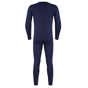 Mens Long Underwear Set Thermal Winter Warm Thermal Shirts Long Johns Top and Bottom Set With Fleece Lined(Blue,X-Large)