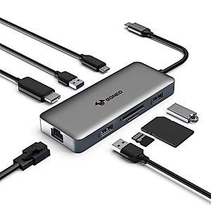 GONEO 8 in 1 USB C Hub Multiport Adapter,USB C Docking Station with 4K HDMI Port, 3 USB Ports,SD/TF Card Reader,USB C Dongle for Dell/MacBook Pro/MacBook Air/HP XPS/Lenovo Laptops