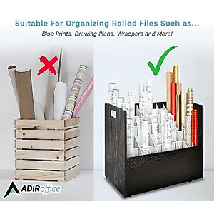 Adir Mobile Blueprint Roll File Holder - Mobile Roll File Organizer Cart for Home Office or School. 50 Slots Blueprint File Holder with Wheels for Maps, Plans, Posters