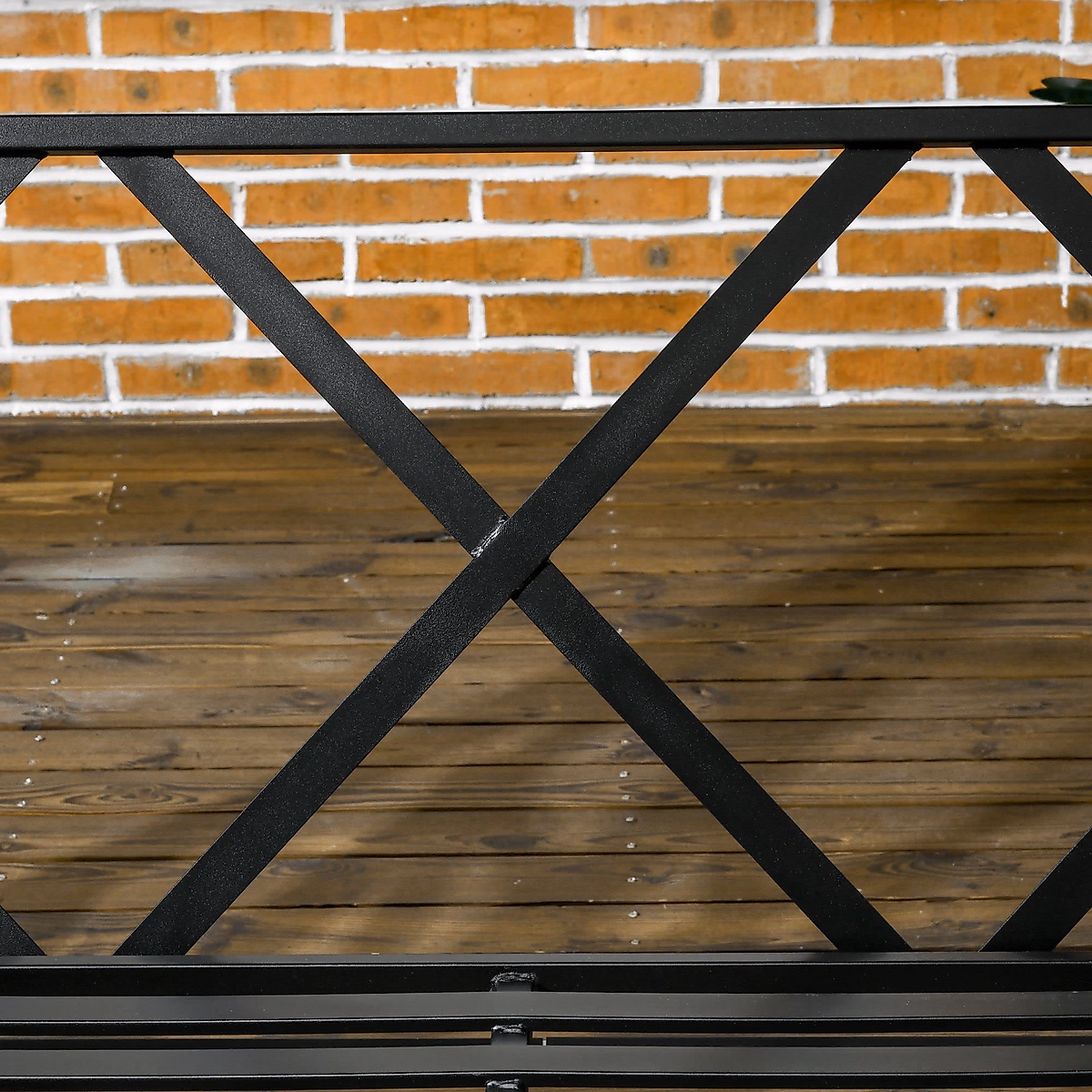 Outsunny 3-Seat Patio Swing Chair, Porch Swing Glider with Cushion, 3 Throw Pillows & Adjustable Canopy for Porch, Garden, Poolside, Backyard, Black