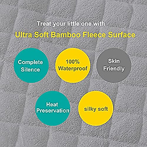 Bassinet Mattress Pad Cover(21" x 35"), Fit for Milliard, Miclassic, Besrey, Bellababy, AMKE 3 in 1 and Dream on me Bassinet, 2 Pack, Waterproof Quilted Ultra Soft Bamboo Sleep Surface, Grey