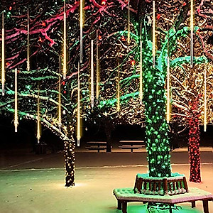 Meteor Shower Lights Christmas Lights 1080 LED Meteor Lights Waterproof 20 inch 20 Tubes Cascading Falling Raindrop Lights for Holiday Wedding New Year Party Garden Christmas Tree Decor (2 Packs)
