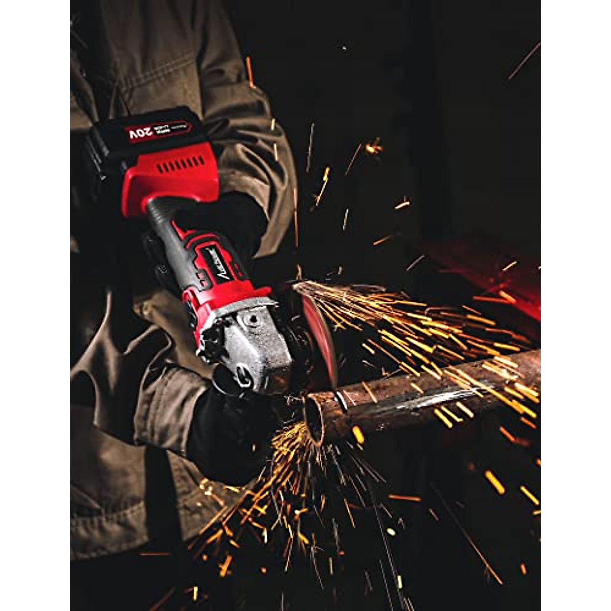 AVID POWER Cordless Angle Grinder with 4-pole Motor, 20V Cordless Grinders Tools w/4.0A Battery & Fast Charger, 4-1/2 Inch Grinding Wheels, Cutting Wheels, Flap Discs and Adjustable Auxiliary Handle