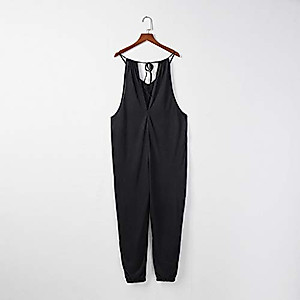 Mitiy Womens Casual Loose Sleeveless Spaghetti Strap Wide Leg Pants Jumpsuit Rompers
