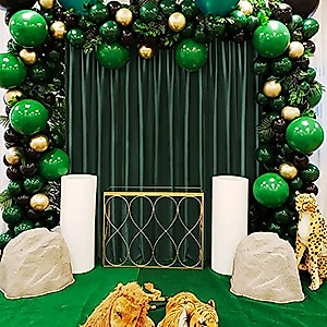 Hiasan Hunter Green Backdrop Curtains for Parties, Polyester Photography Backdrop Drapes for Baby Shower, Wedding Decorations, 5ftx10ft, Set of 2 Panels
