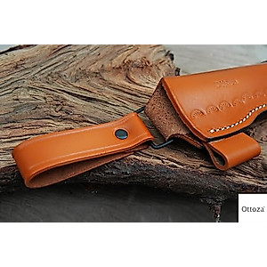 Ottoza Custom Handmade Brown 7" Leather Knife Sheath for 7 inch Blade for Bushcraft Knife - Hunting Knife - Camping Knife - Survival Knife - Fixed Blade Knives Vertical Carry/Cow-Buffalo Leather No:74