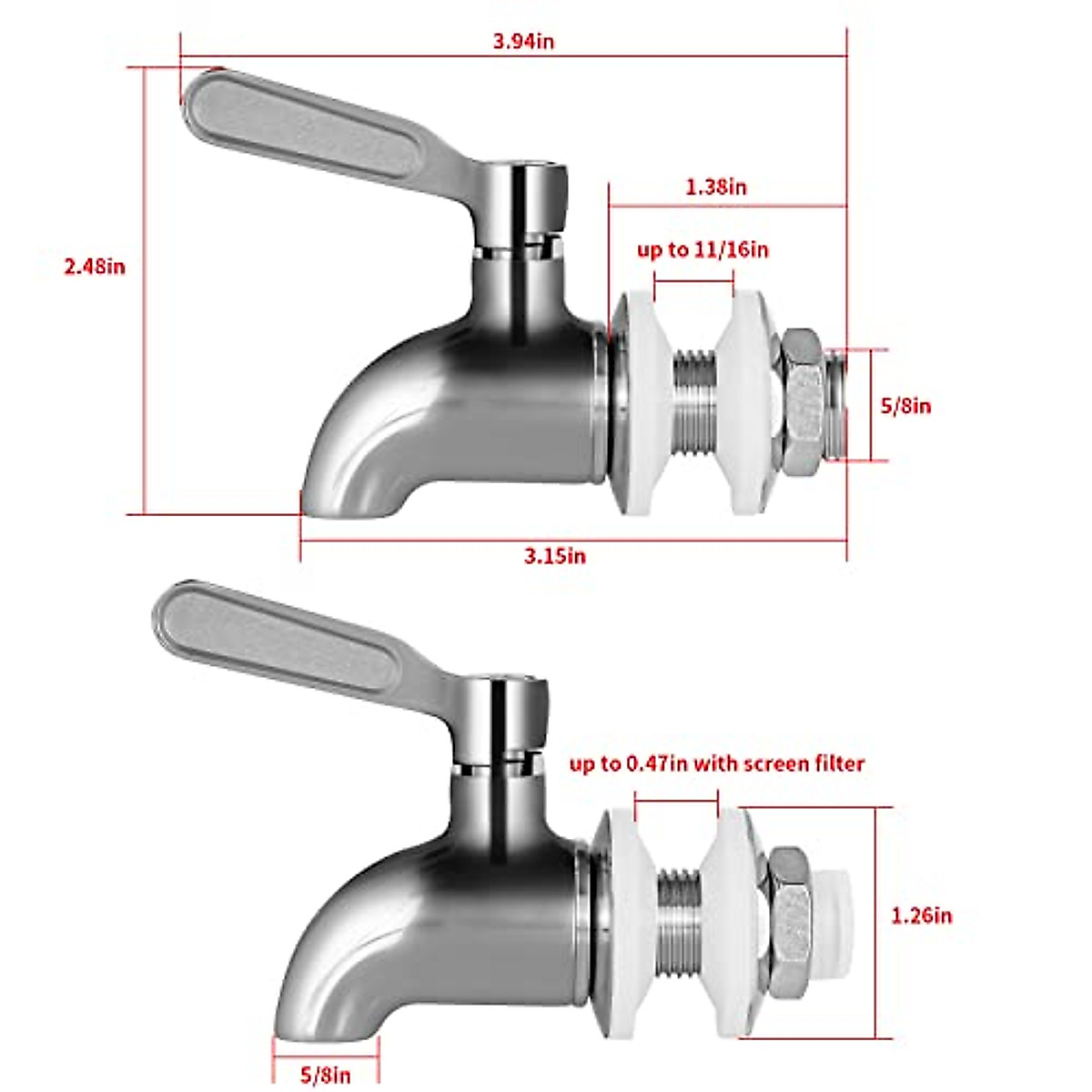 MOLIGOU 2 Pack Beverage Dispenser Replacement Spigot, Stainless Steel Spigot for Drink Dispenser, Water Dispenser Replacement Spout, Fits 5/8 inch Opening