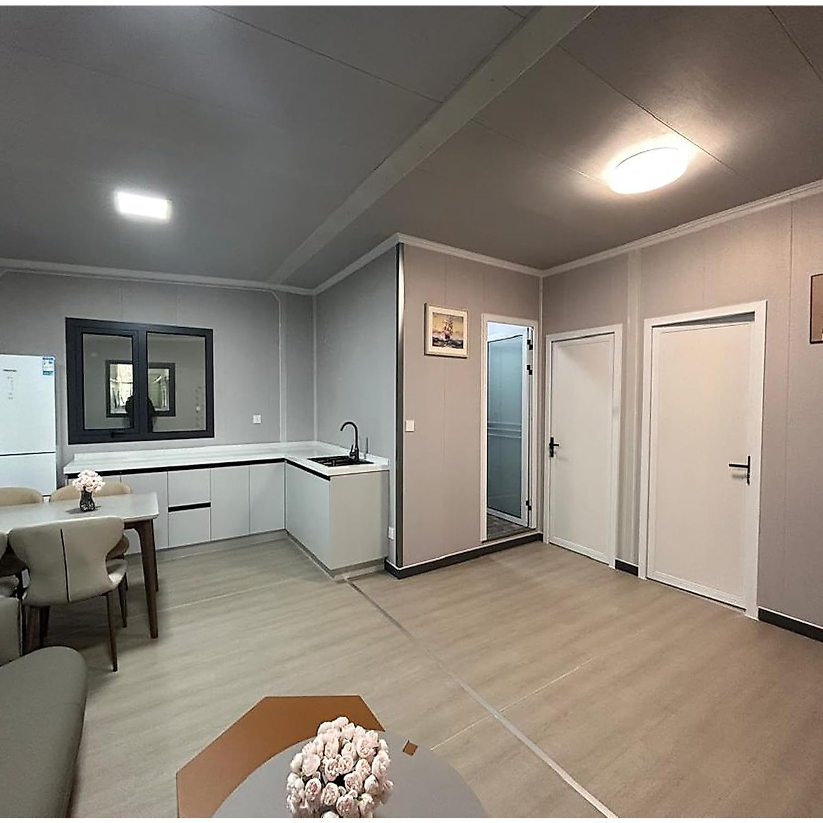 Duplex Villa Customizable Expandable Prefab House with 1 Container, Tiny Homes to Live in for Adults unfoldable Houses kit casas prefabricadas para Vivir Small Foldable kit Mobile Modular Guest House