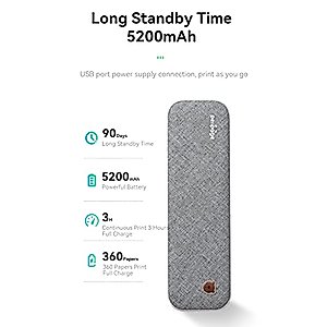Bisofice PeriPage Portable Printer, A4 Wireless Bluetooth Travel Printer, Portable Thermal Printer Compatible with Android and iOS, Support 2''/3''/4'' Paper Width, Mobile Printer