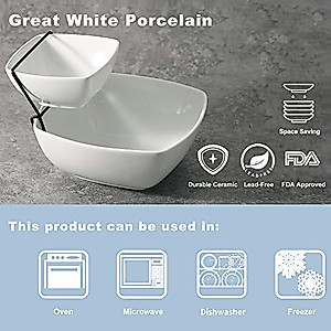 Buyajuju Chip and Dip Serving Set, 2 Tier Chip and Dip Bowls with Stand, Tiered Serving Stand, Food Server Display for Parties, Entertaining